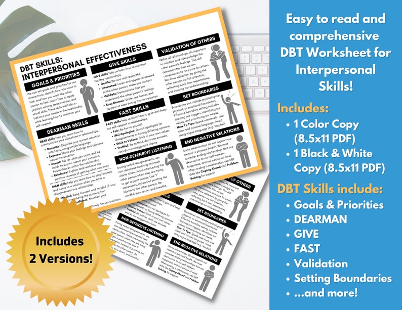 DBT Interpersonal Effectiveness Guide, DBT Skills Cheat Sheet ...