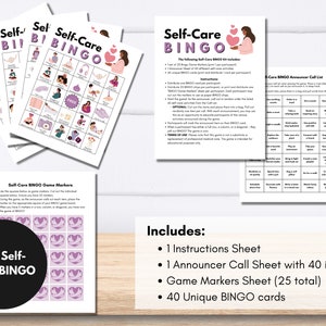 Mental Health BINGO Game Bundle, Includes 4 Games: Self-care, Coping ...