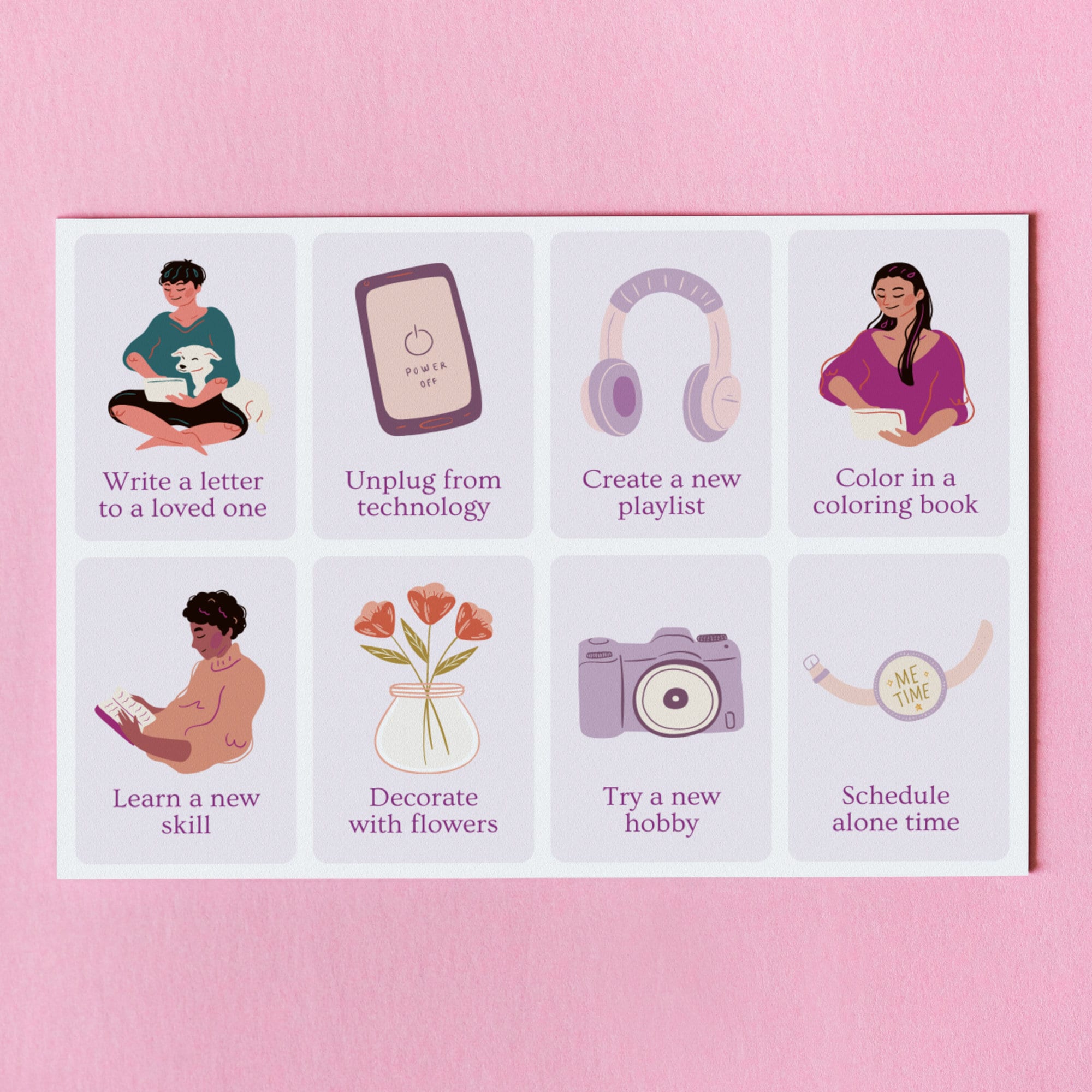 40 Self-care Flash Cards Mental Health Wellness Stress | Etsy UK