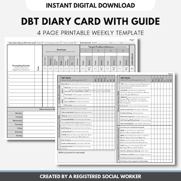 Dbt Skills Tracker Card - Etsy