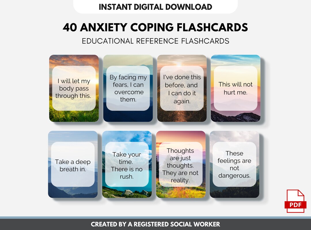 Anxiety Coping Cards, Anxiety Relief, Panic Attacks, Visualization ...