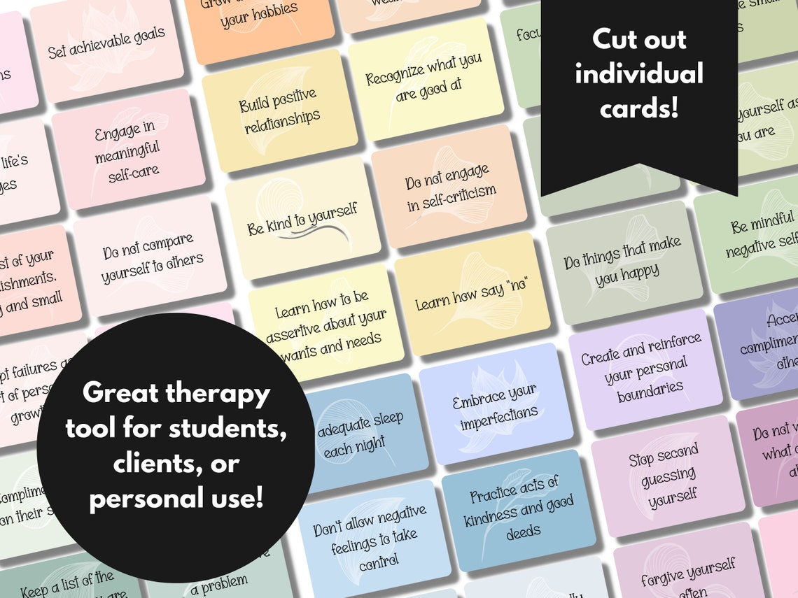 Self Esteem Flashcards, Confidence Affirmations, Positive Self-talk ...