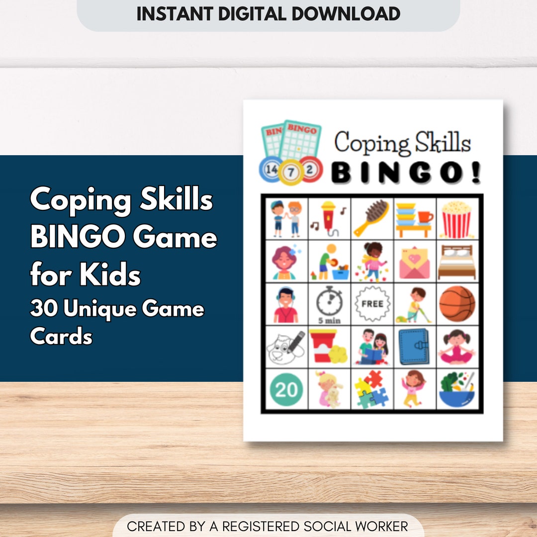 Coping Skills BINGO Game Activity Cards for Kids, Calming Strategies ...