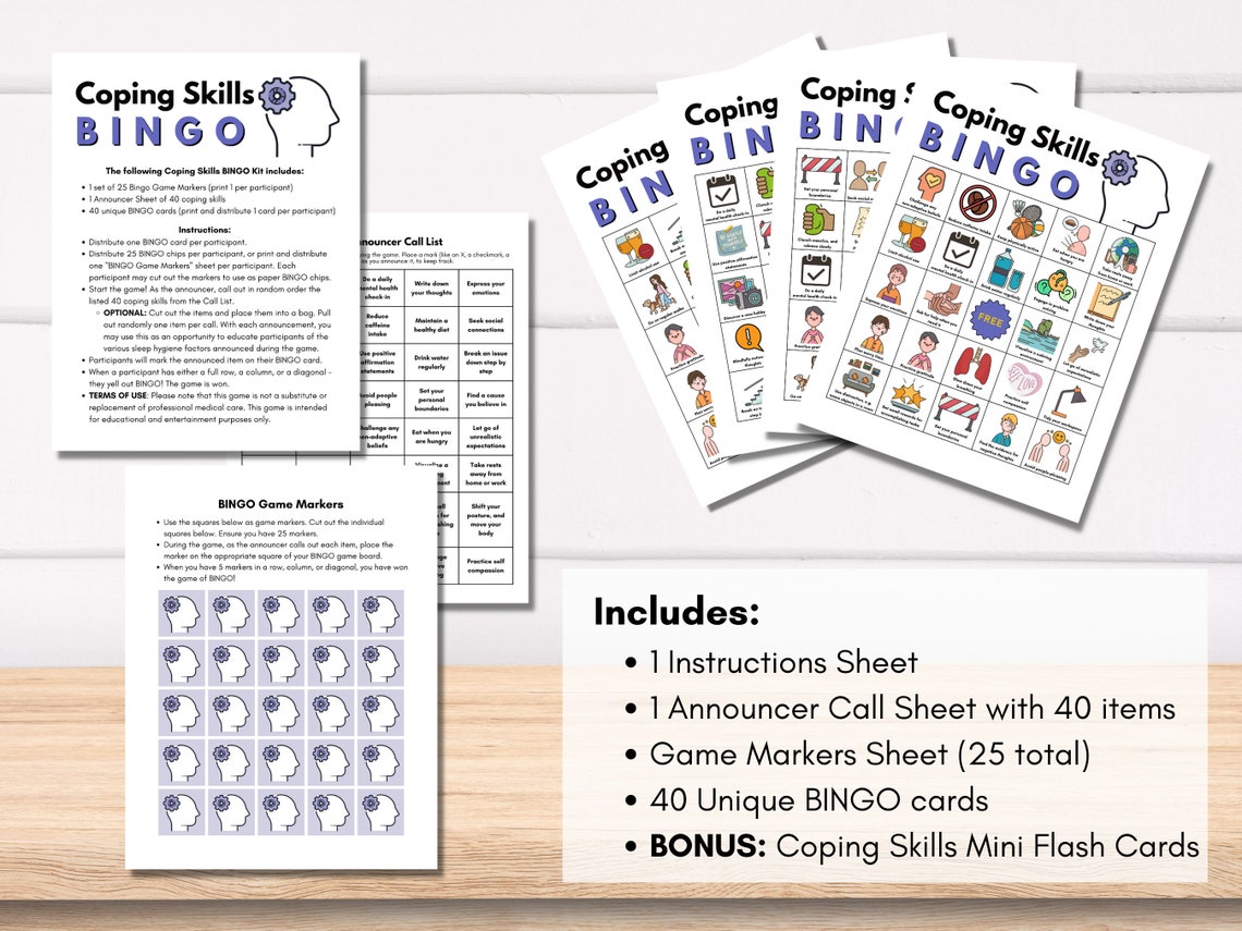 Coping Skills BINGO Game Kit Mental Health Classroom - Etsy Canada