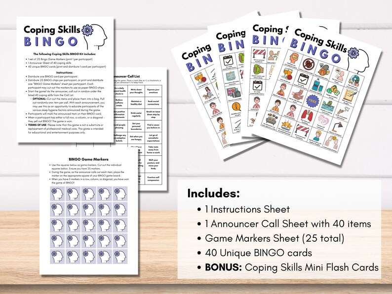 Coping Skills BINGO Game Kit Mental Health Classroom - Etsy Canada
