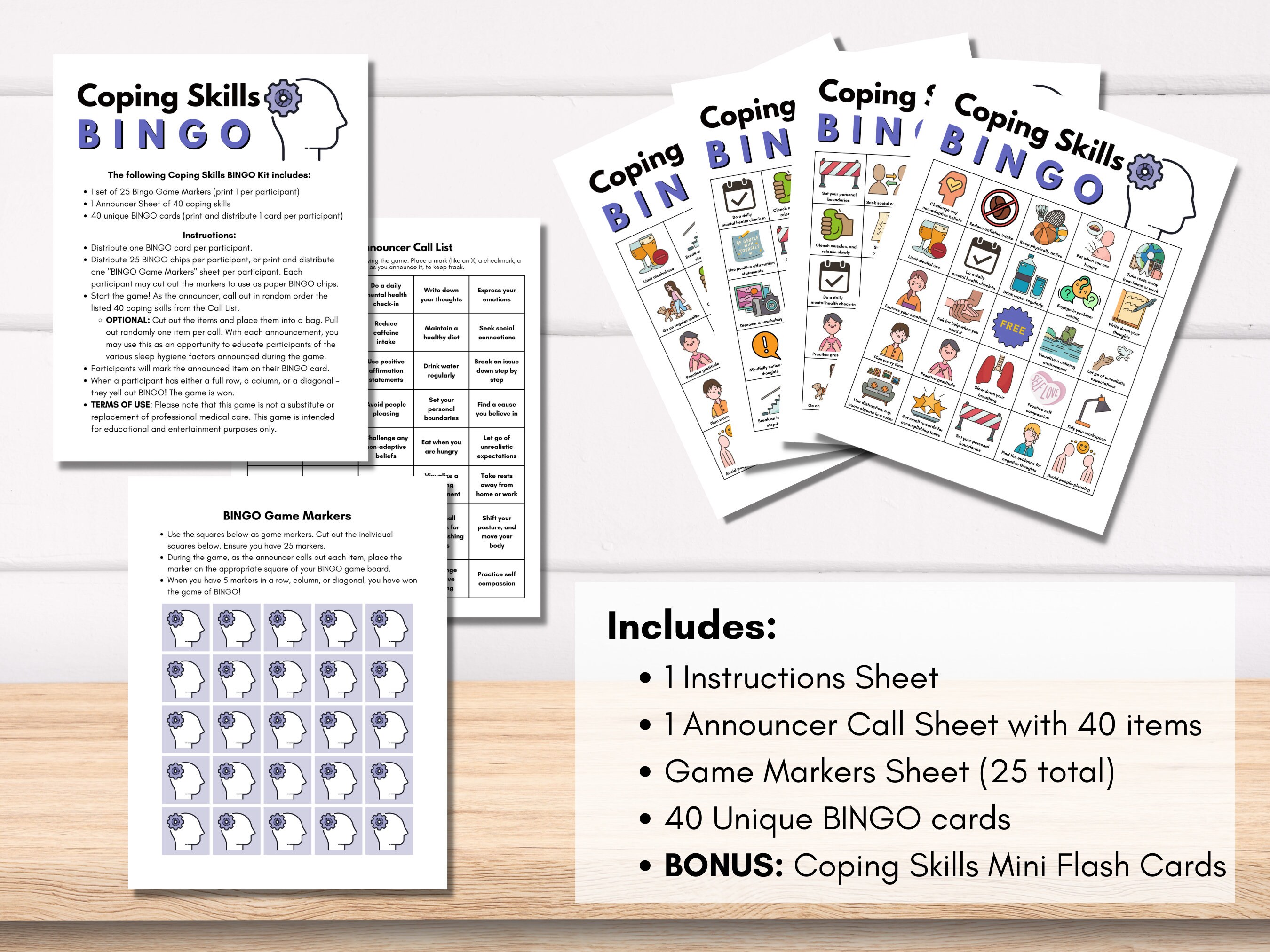 Coping Skills BINGO Game Kit Mental Health Classroom - Etsy Canada