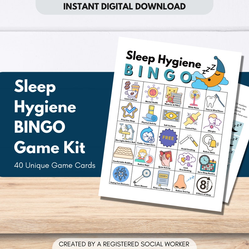 Sleep Wellness BINGO Game Cards, Mental Health, Sleep Hygiene ...