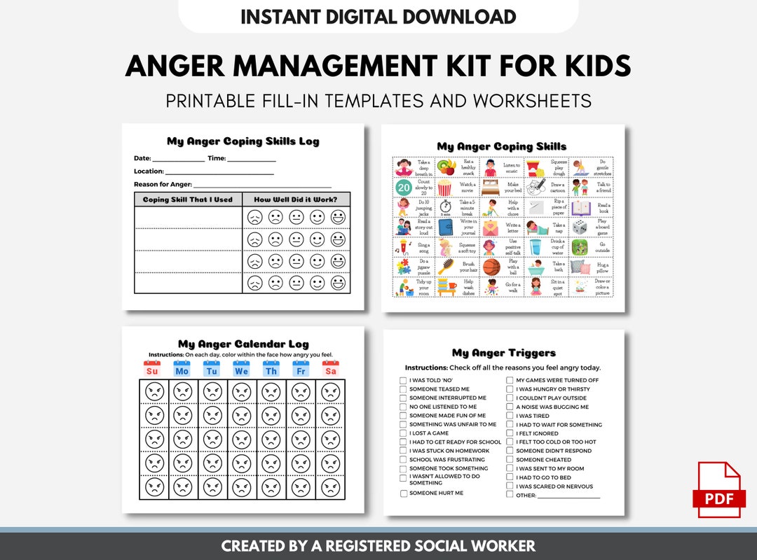 Anger Management Skills for Kids, Social Emotional Learning Worksheets ...