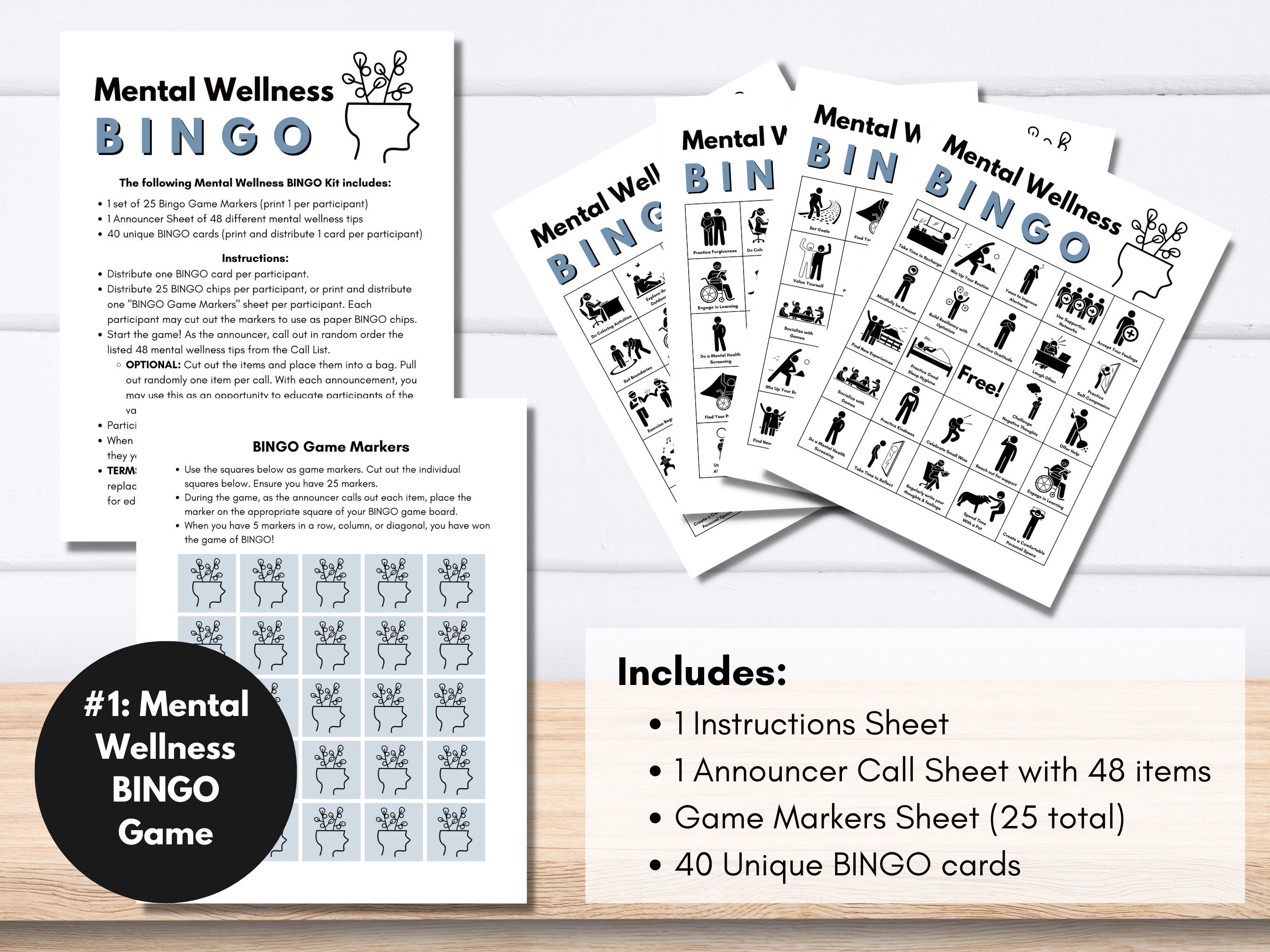 Mental Health BINGO Game Bundle, Includes 4 Games: Self-care, Coping ...