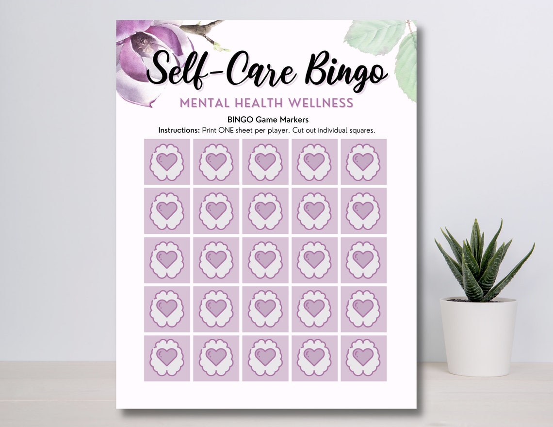 Self-care BINGO Game Activity Kit for Mental Health, Wellness, Therapy ...