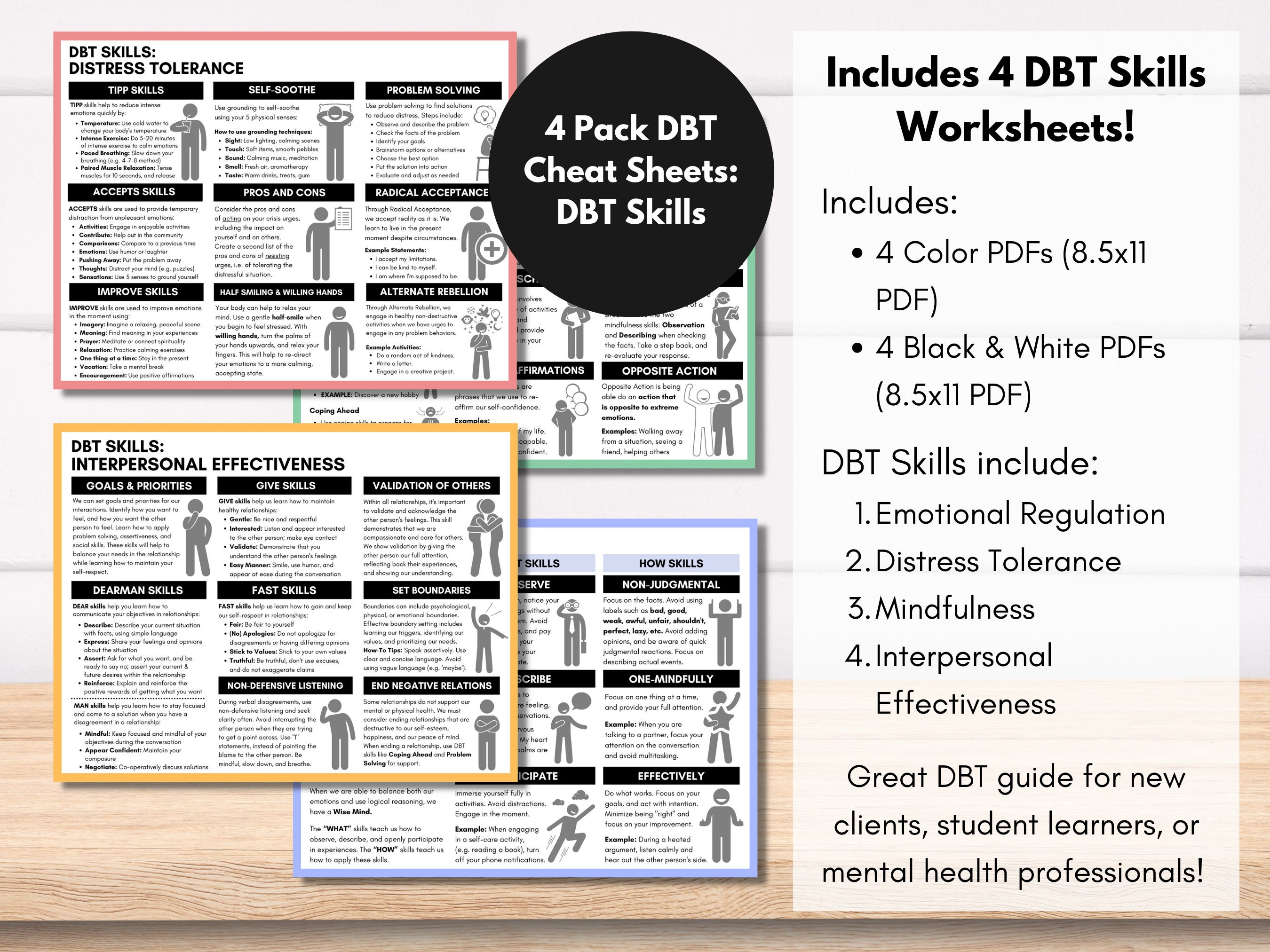 DBT Bundle, DBT Therapy Skills, Coping Skills, Dialectic Behavioral ...