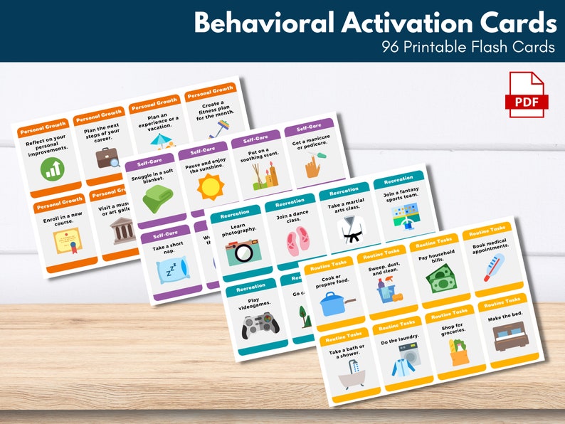 Behavior Activation Flash Cards Activity Scheduling Positive - Etsy