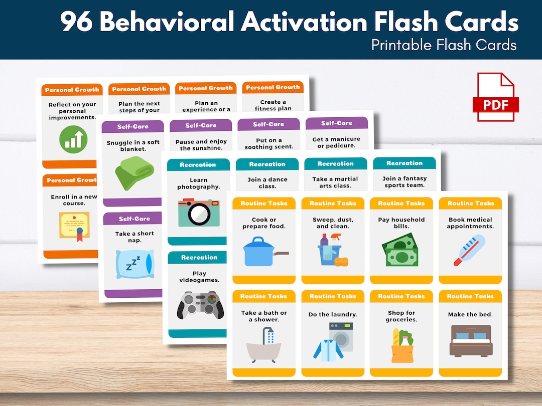 Behavior Activation Flash Cards, Activity Scheduling, Positive Growth ...
