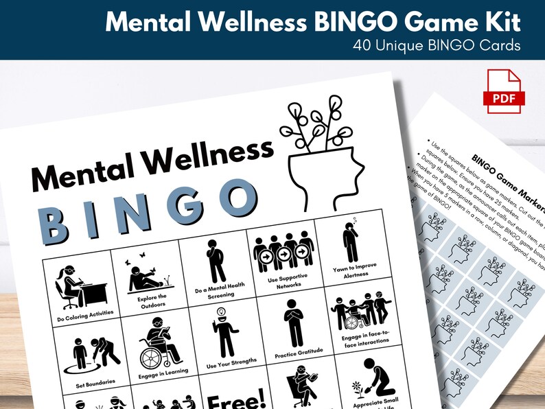 Mental Health BINGO Game Kit Mental Wellness Strategies - Etsy