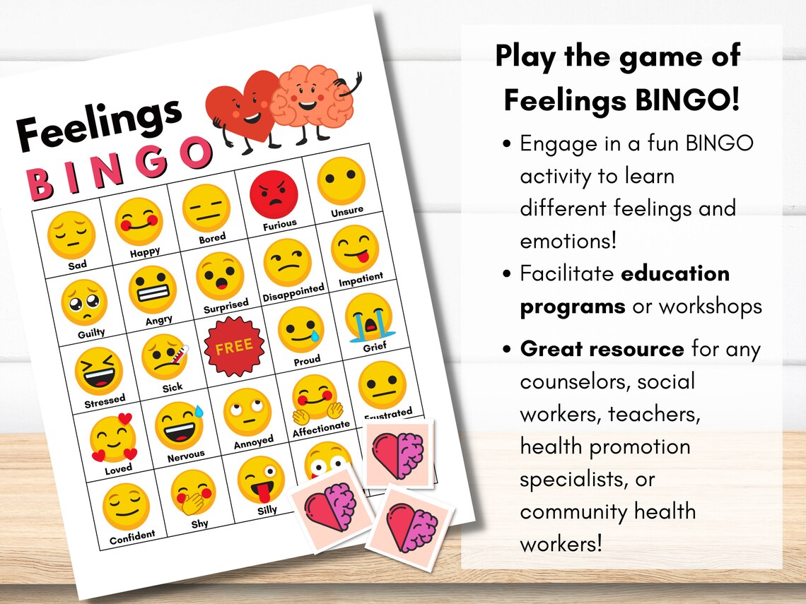 Feelings BINGO Game Kit, Children Social Emotional Learning Activity ...
