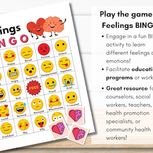 Feelings BINGO Game Kit, Children Social Emotional Learning Activity ...