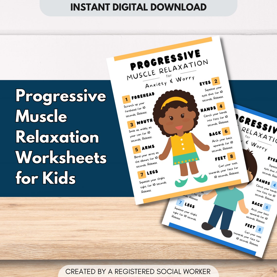 Progressive Muscle Relaxation PMR Worksheet for Kids, Calm Down, Stress ...