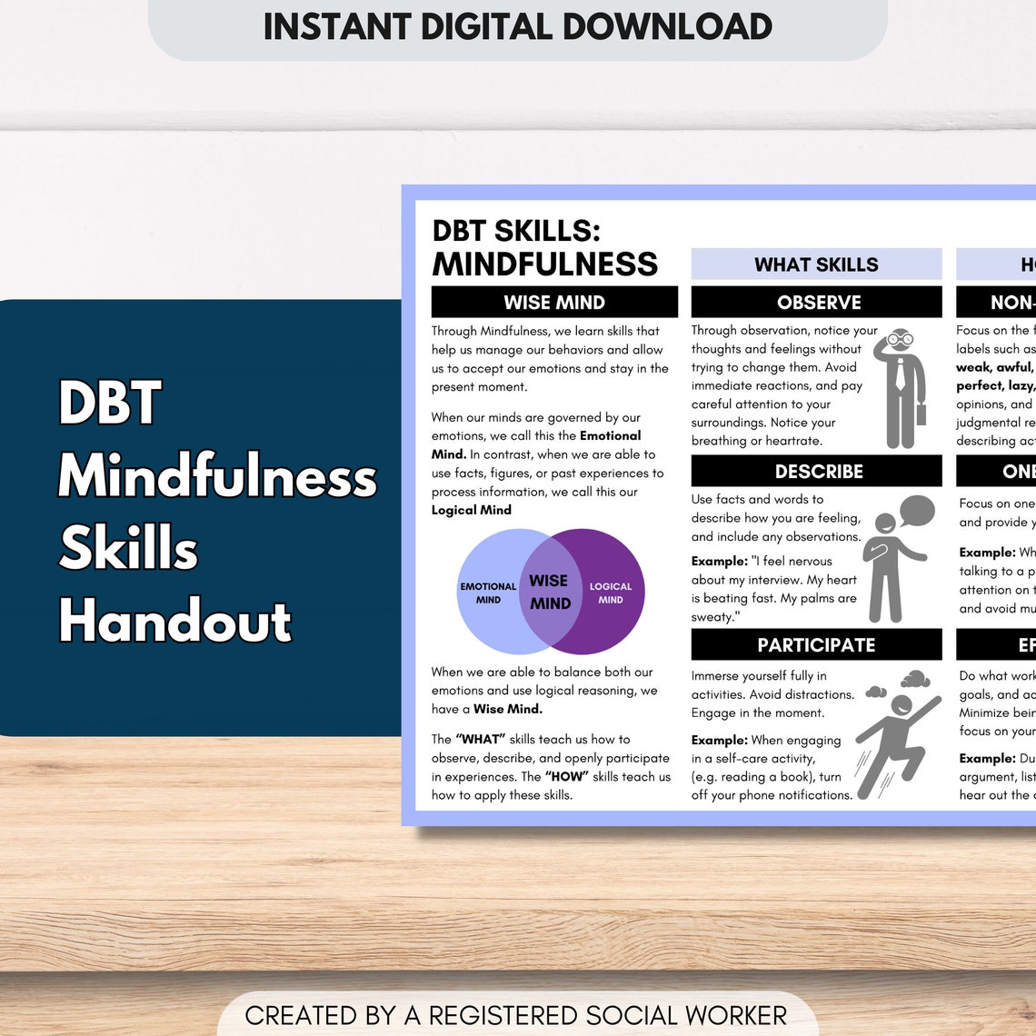 DBT Mindfulness Worksheet, Handout, Educational Resource, Therapy ...