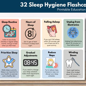 Sleep Hygiene Flash Cards Sleep Wellness Tips Worksheets - Etsy