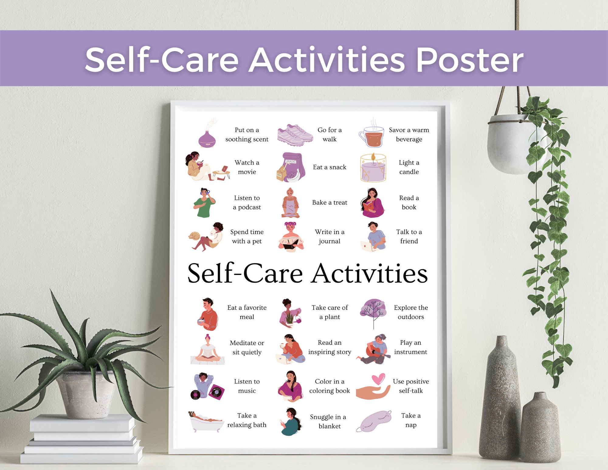 Self-care Handout Poster Mental Health Wellness Activities | Etsy Canada