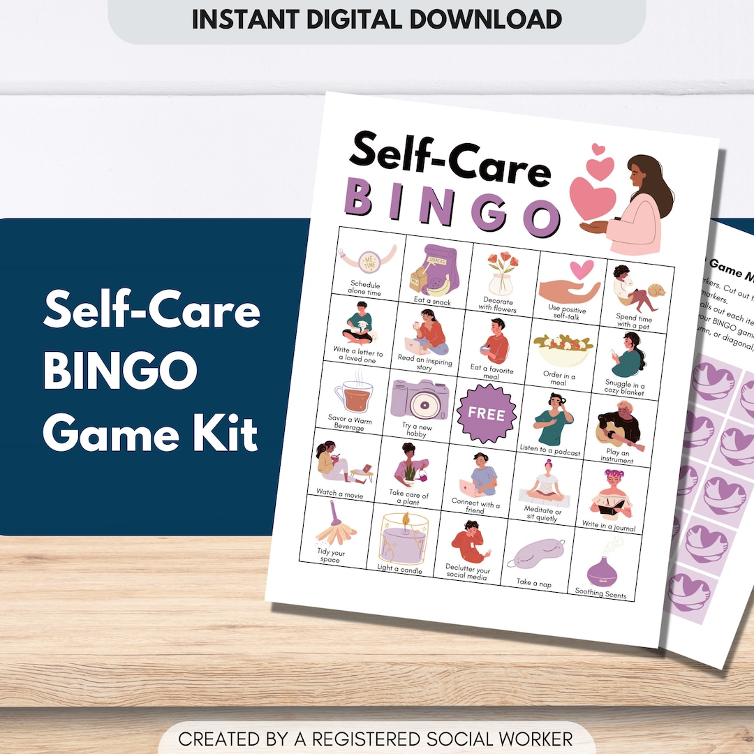 Self-care BINGO Game Kit, Mental Health Awareness, Group Social ...
