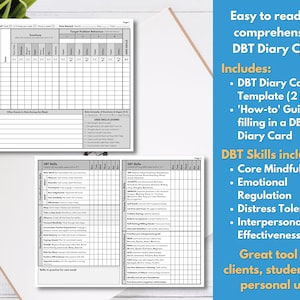 DBT Diary Card, Dialectical Behavior Therapy, Skills Tracker Worksheet ...
