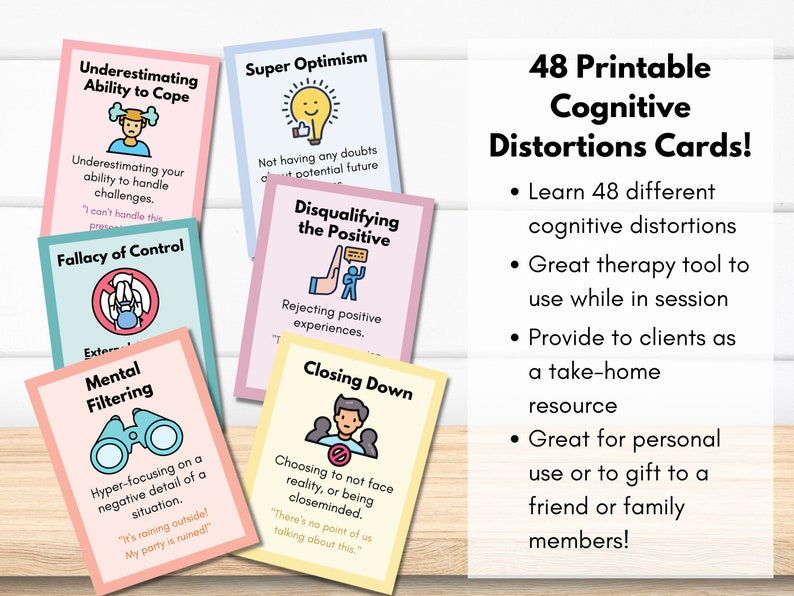 48 Cognitive Distortions Flashcards, Cognitive Behavioral Therapy ...