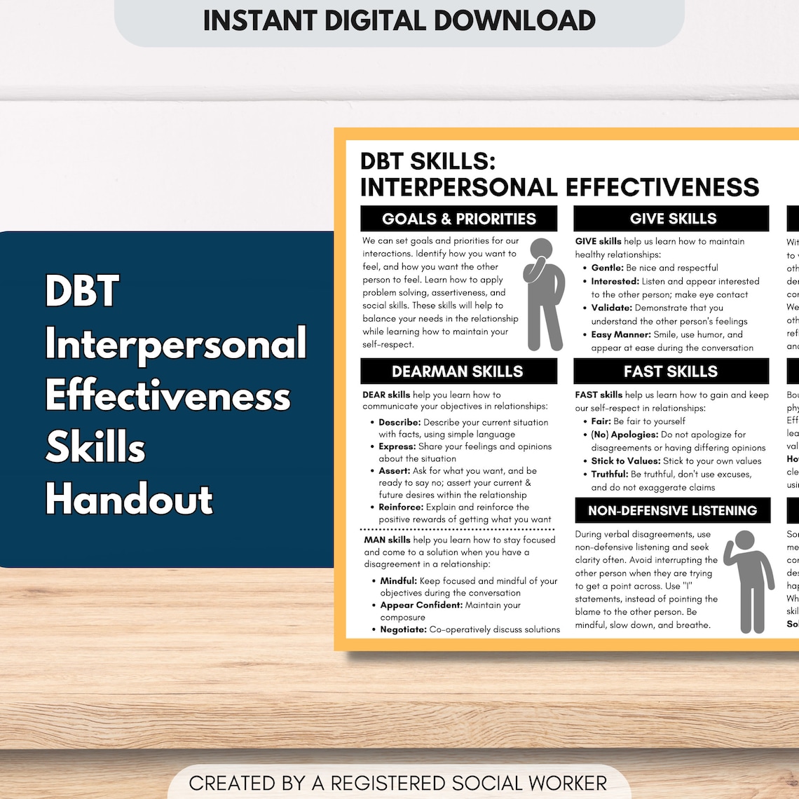 DBT Interpersonal Effectiveness, Skills Cheat Sheet, Worksheet, Handout ...