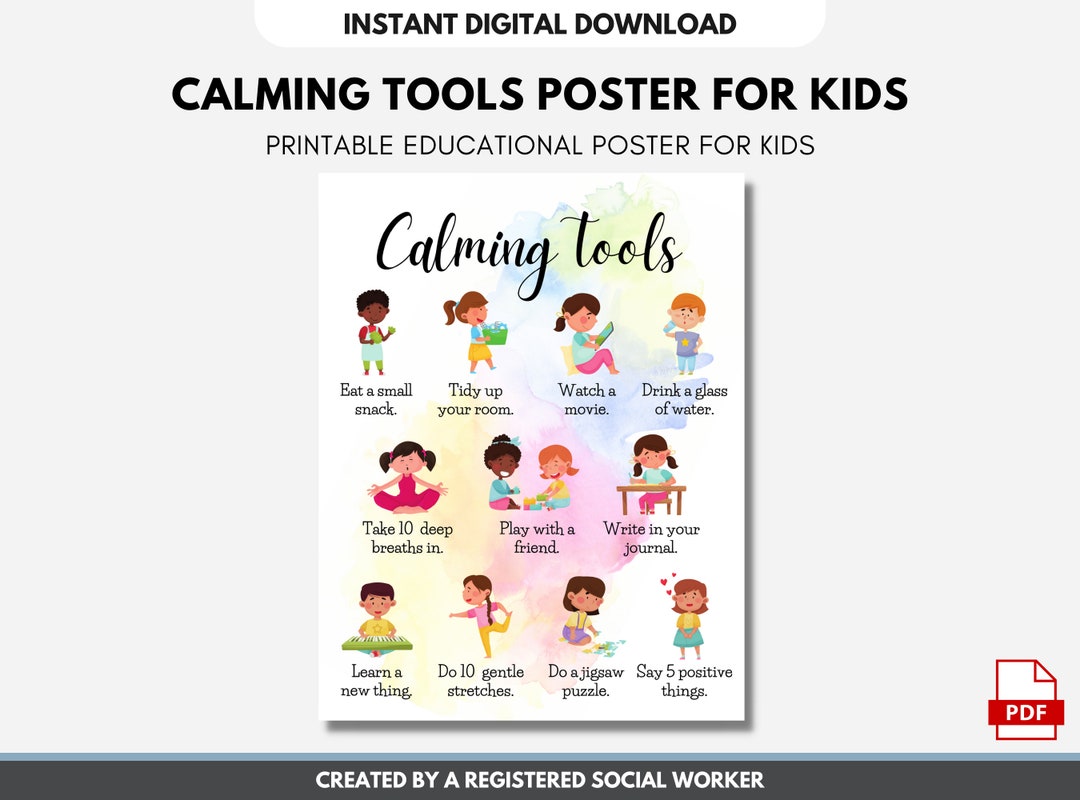 Kids Calming Tools Poster: Coping Skills, Emotional Regulation (digital ...