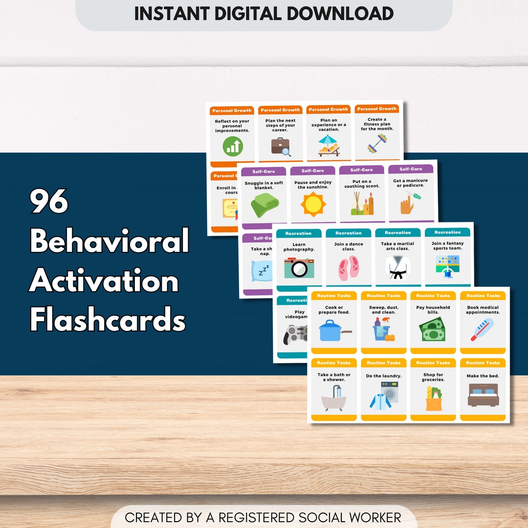 Behavior Activation Flash Cards, Activity Scheduling, Positive Growth ...