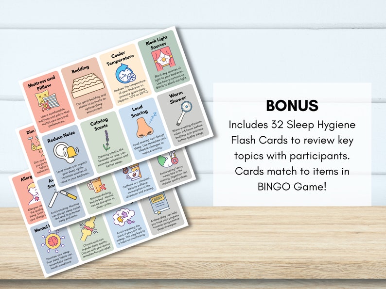 Sleep Wellness BINGO Game Cards, Mental Health, Sleep Hygiene ...