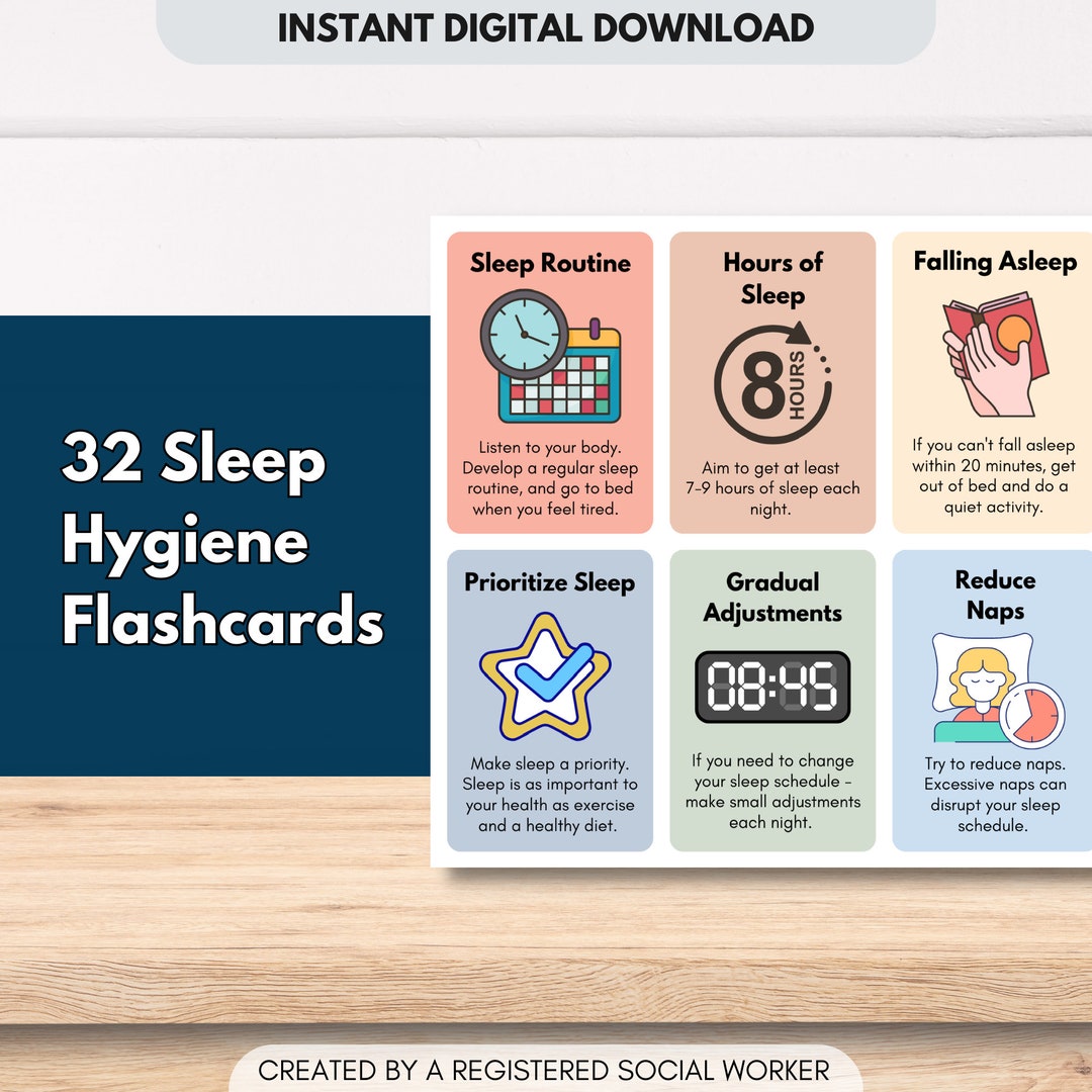Sleep Hygiene Flash Cards, Sleep Wellness Tips Worksheets, Insomnia ...