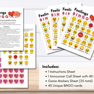 Feelings BINGO Game Kit, Children Social Emotional Learning Activity ...