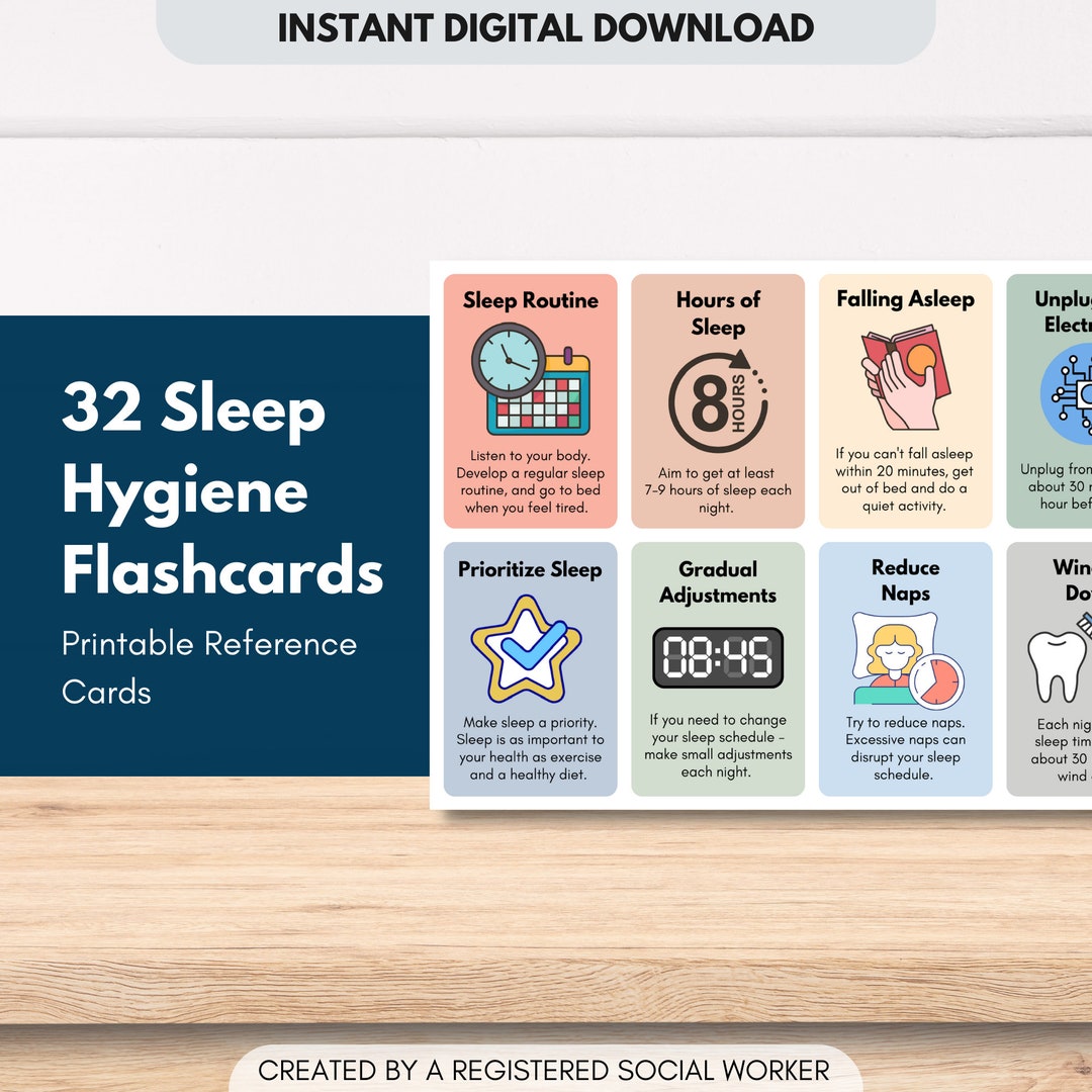 Sleep Hygiene Flash Cards, Sleep Wellness Tips Worksheets, Insomnia ...
