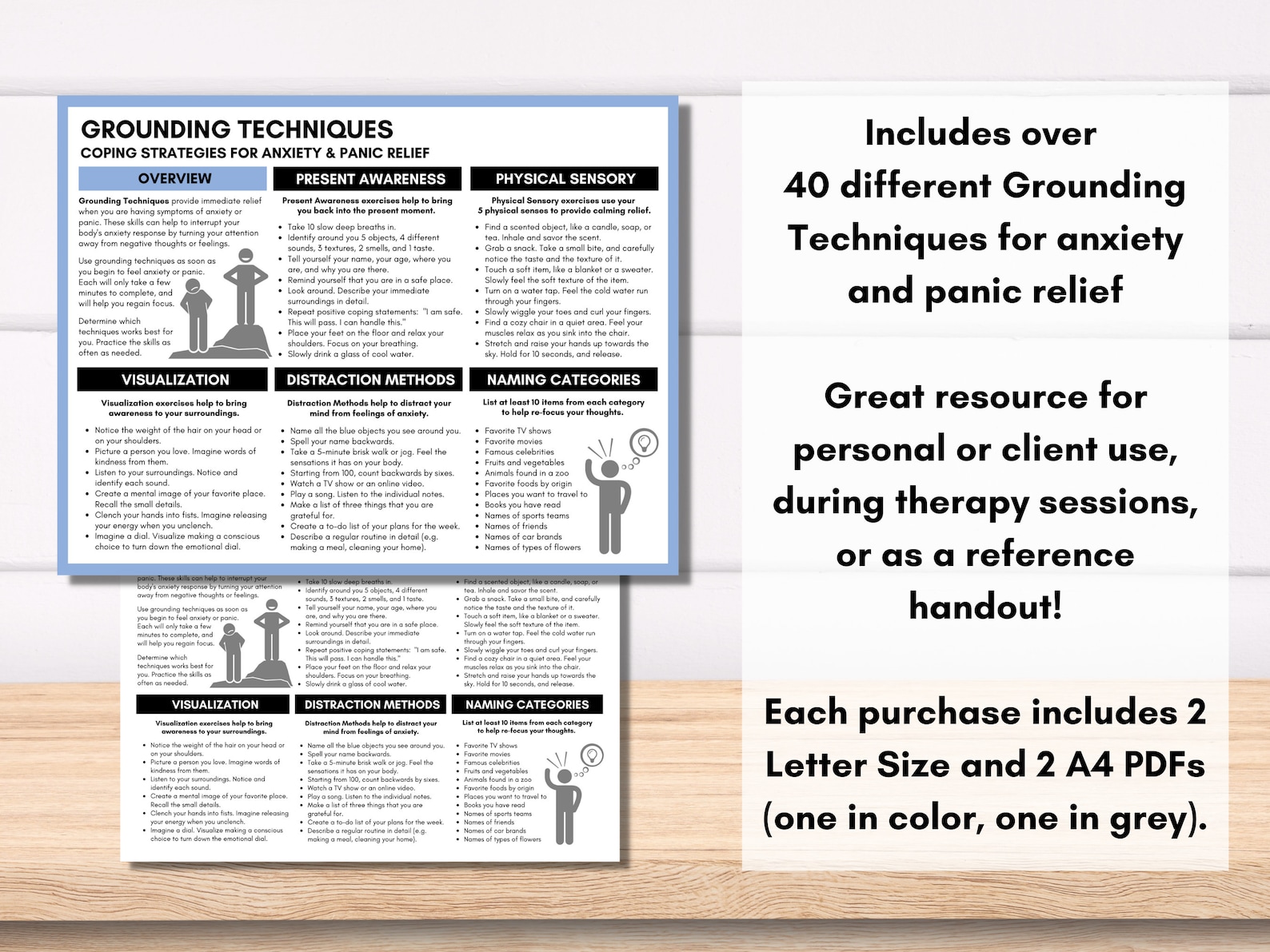 Grounding Techniques Cheat Sheet, Coping Strategies, Anxiety and Panic ...
