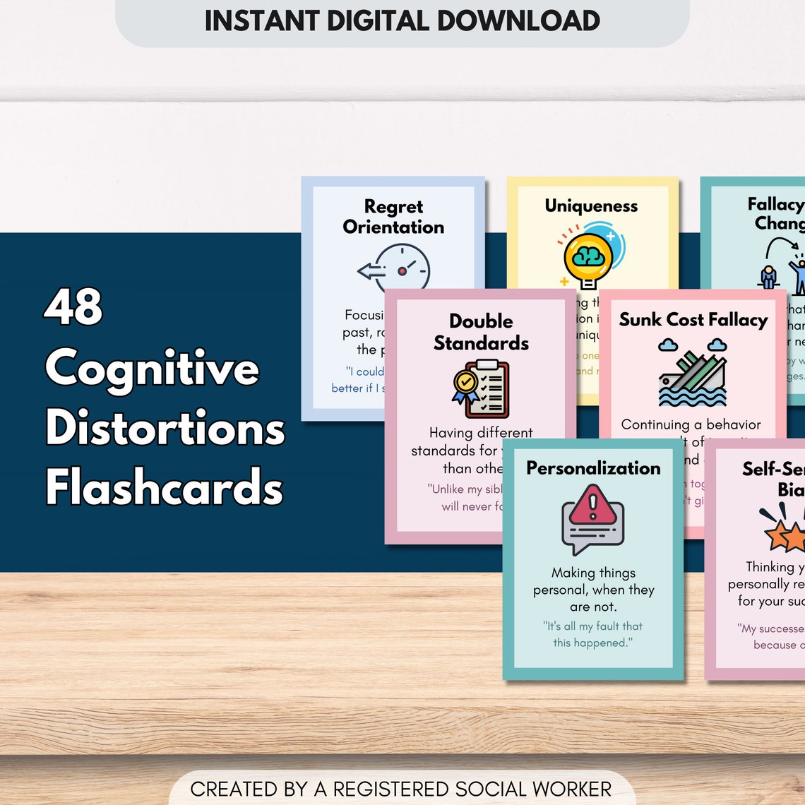 48 Cognitive Distortions Flashcards, Cognitive Behavioral Therapy ...