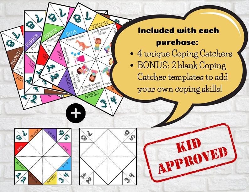 Coping Skills Game Catchers for Kids Fortune Teller Paper - Etsy
