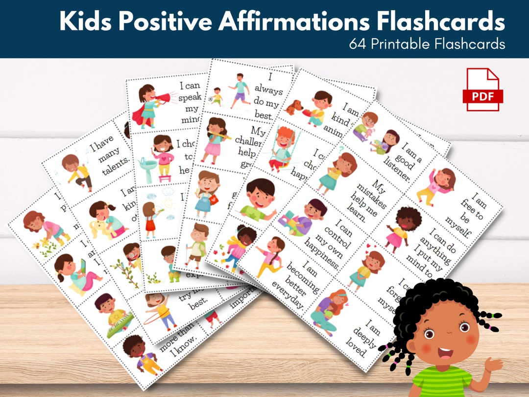 64 Positive Affirmation Cards for Kids, Growth Mindset, Calm Positivity ...