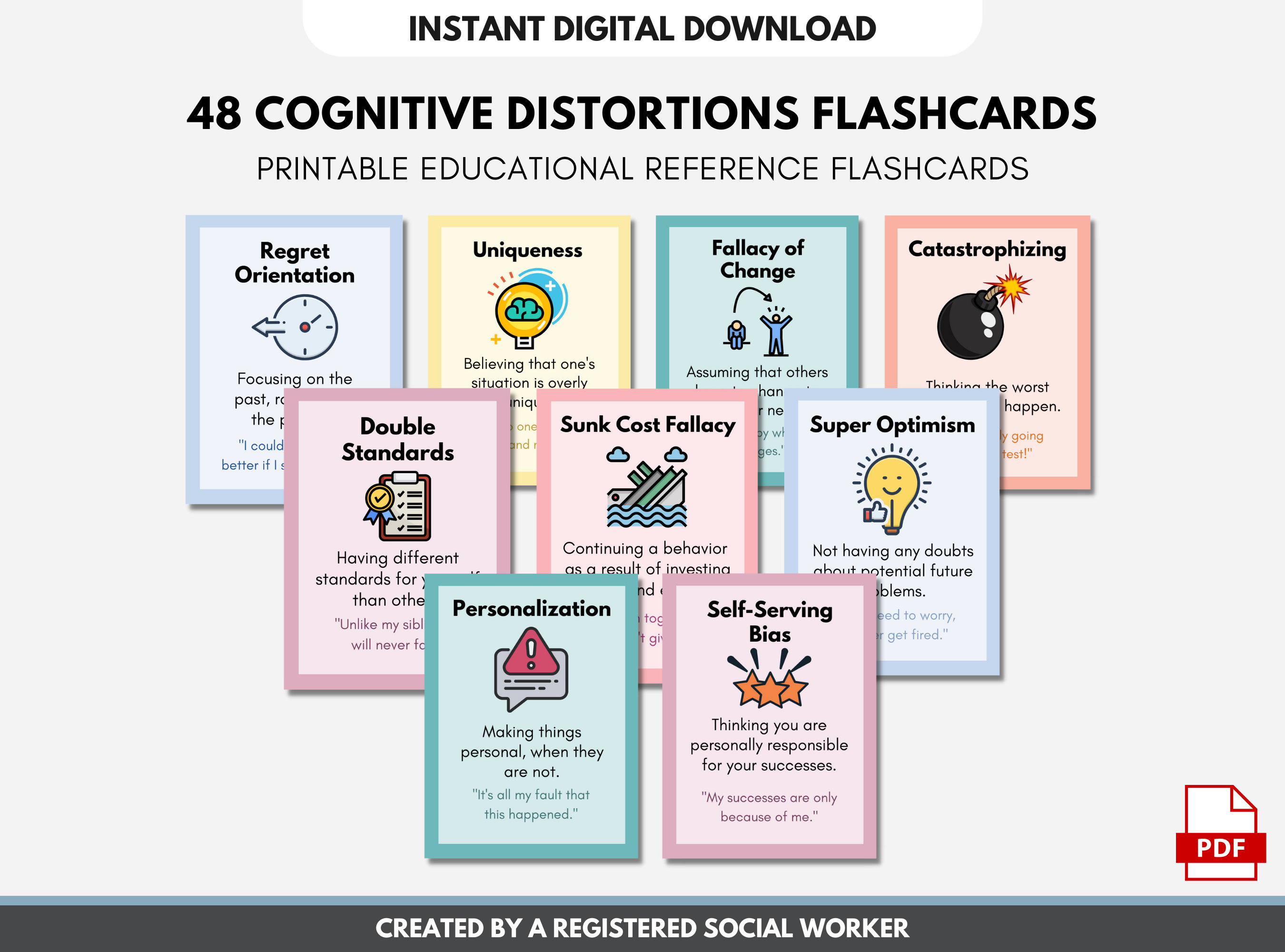 48 Cognitive Distortions Flashcards, Cognitive Behavioral Therapy, Unhelpful Thinking Styles ...