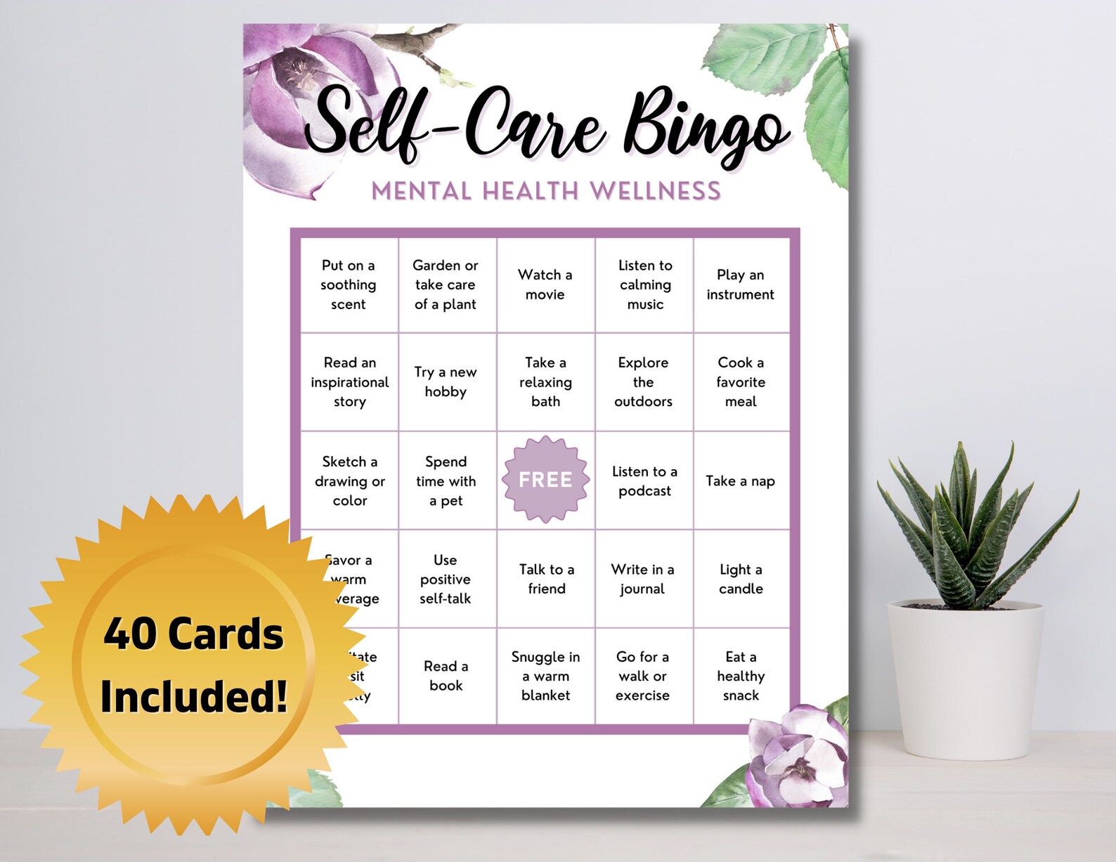 Self-care BINGO Game Activity Kit for Mental Health, Wellness, Therapy ...