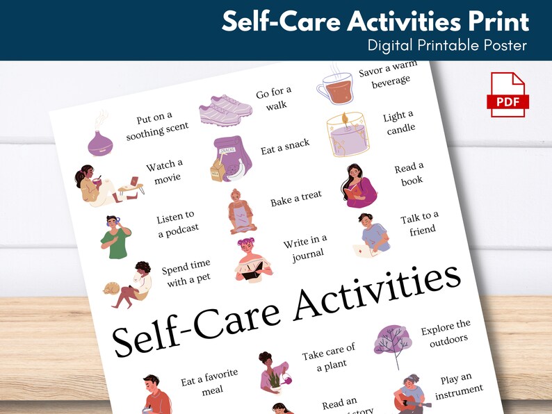 Self-care Handout Poster Mental Health Wellness Activities - Etsy Canada