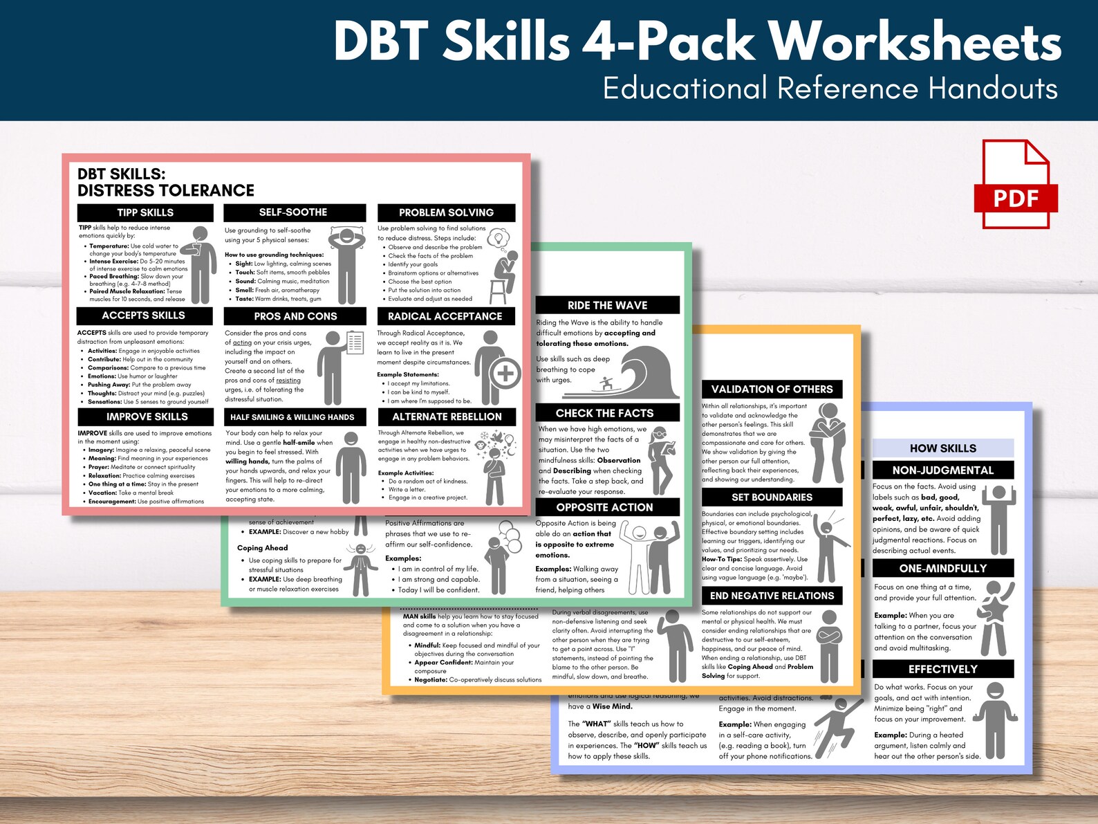 DBT Skills Cheat Sheets DBT Worksheets Bundle Set Therapy - Etsy Canada