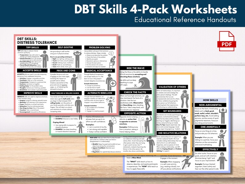 DBT Skills Cheat Sheets DBT Worksheets Bundle Set Therapy - Etsy Canada