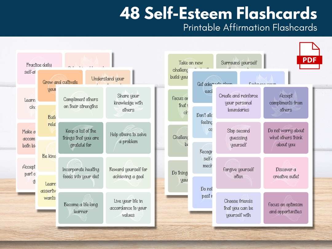 Self Esteem Flashcards Confidence Affirmations Positive - Etsy