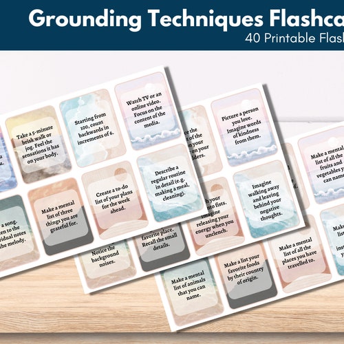 40 Grounding Flash Cards Anxiety Coping Skills Panic - Etsy