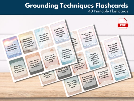 40 Grounding Flash Cards Anxiety Coping Skills Panic - Etsy