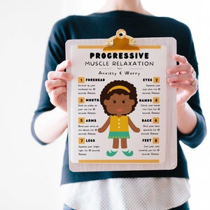 Progressive Muscle Relaxation (PMR) Worksheet for Kids, Calm Down ...