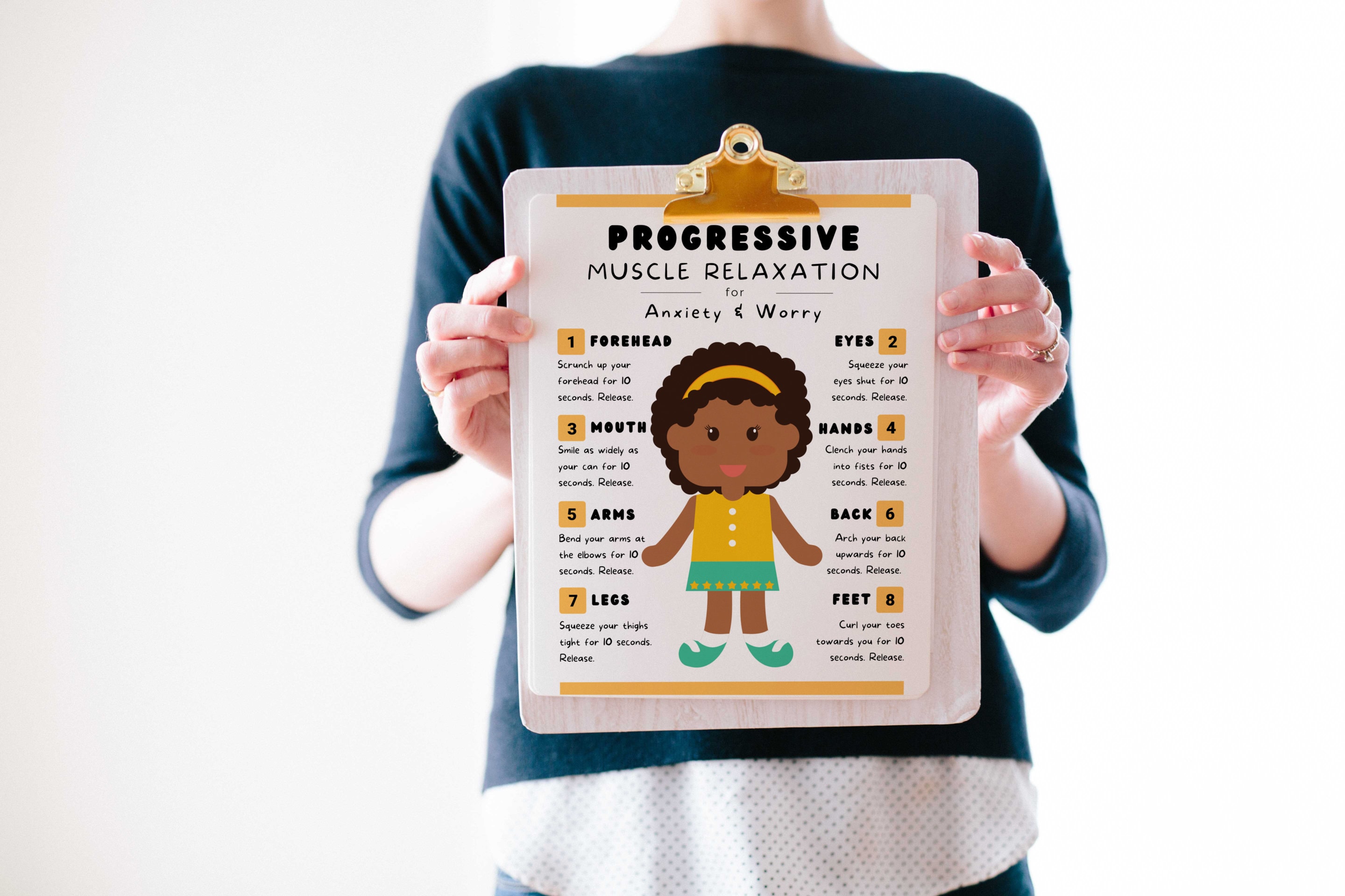 Progressive Muscle Relaxation (PMR) Worksheet for Kids, Calm Down ...