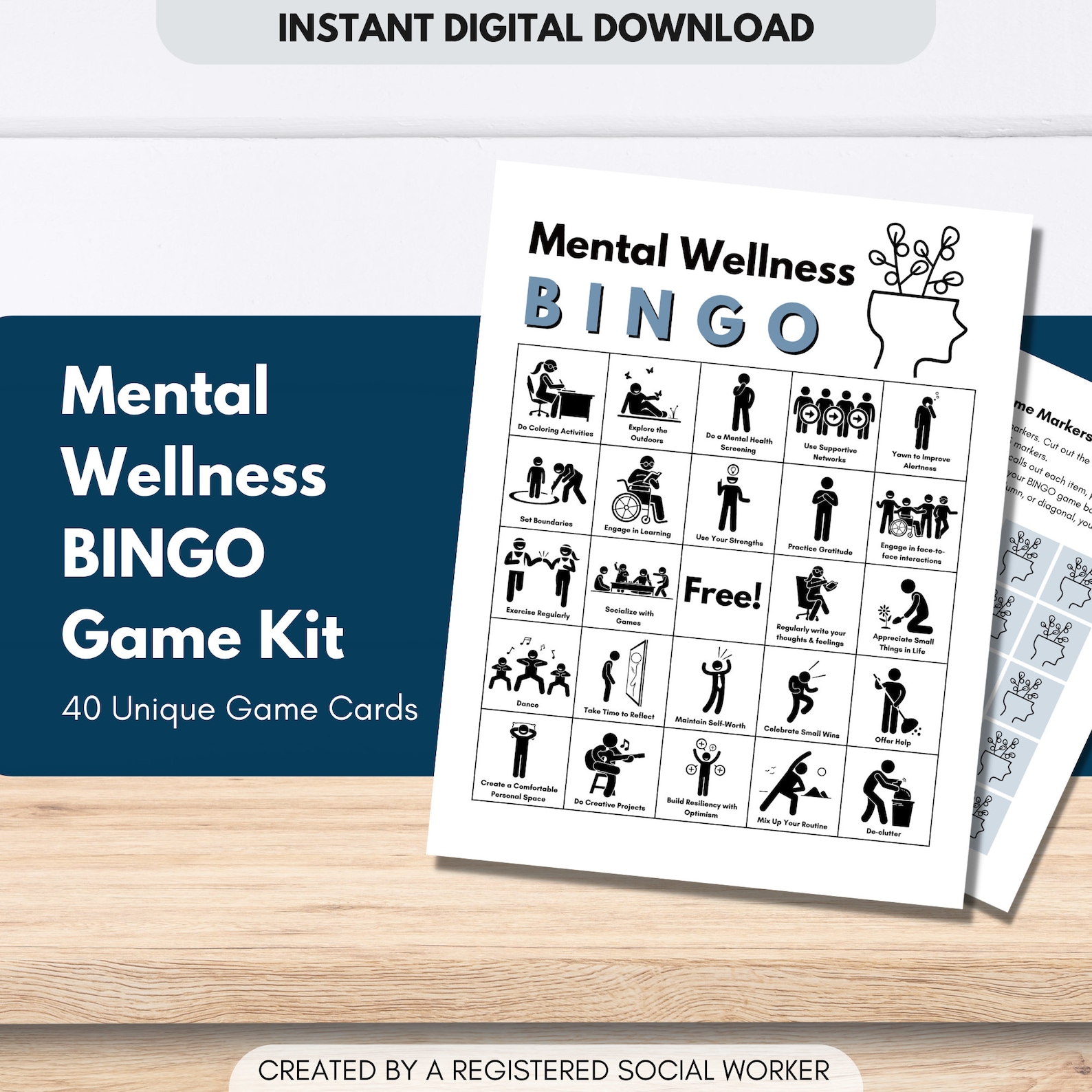 Mental Health BINGO Game Kit, Mental Wellness Strategies, Activity ...