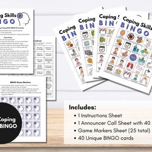 Mental Health BINGO Game Bundle, Includes 4 Games: Self-care, Coping ...